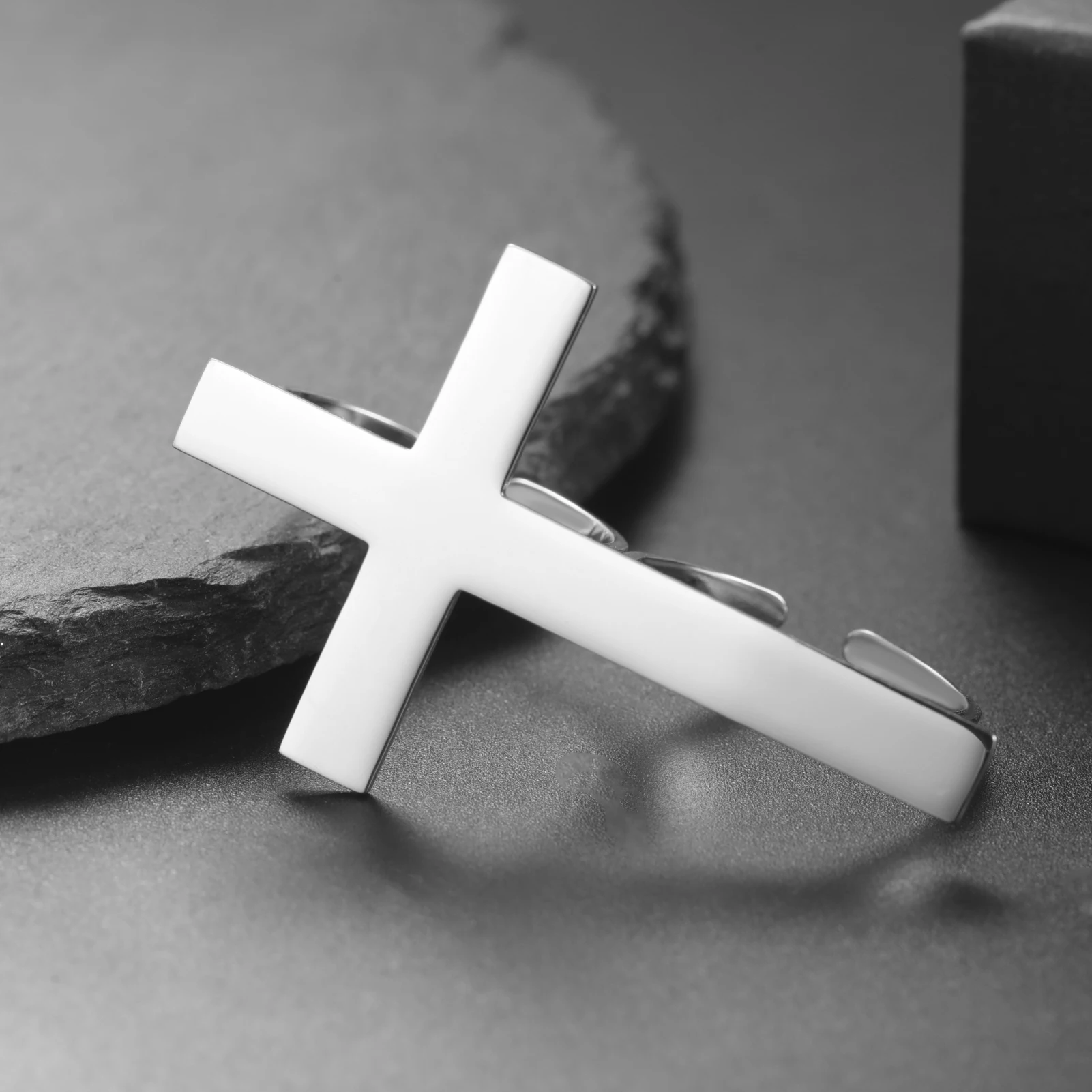 Vintage Big Cross Open Ring Two Finger Cross Ring For Men Trendy Gothic ...