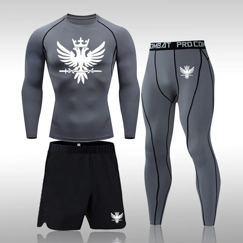 Men's 2/3pcs Sets Boxing Suit Rashguard Quick Dry MMA Compression ...