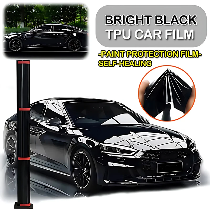7.5mil 50CM/152CM TPU Super Bright Black Car Cover PPF Vinyl Wrap ...