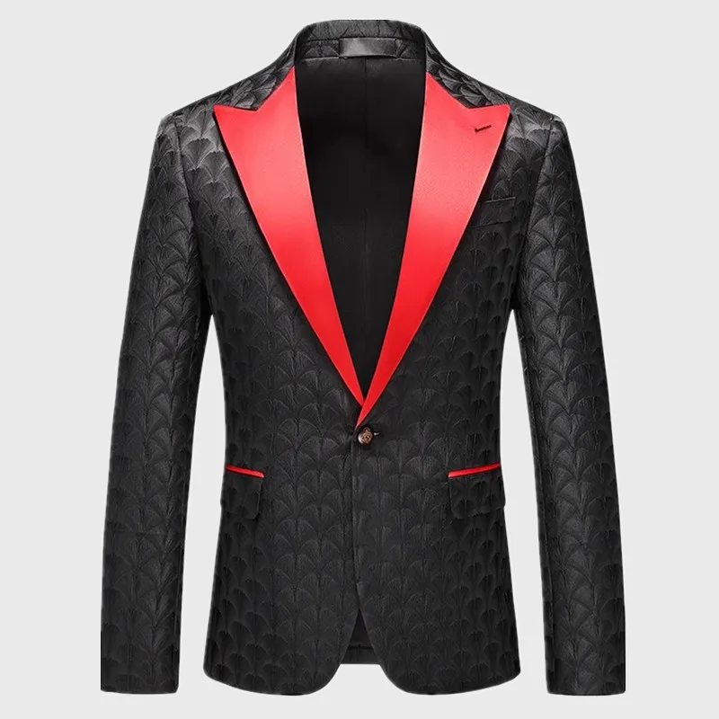 New-Men-Luxury-Jacquard-Suit-Jacket-Classic-Black-Business-Social ...