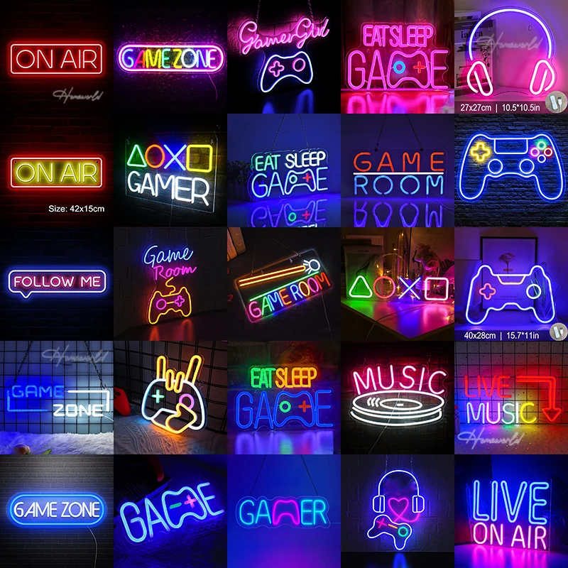 Game-Neon-Sign-Light-LED-Gaming-Zone-Room-Music-Game-Handle-Nightlight ...