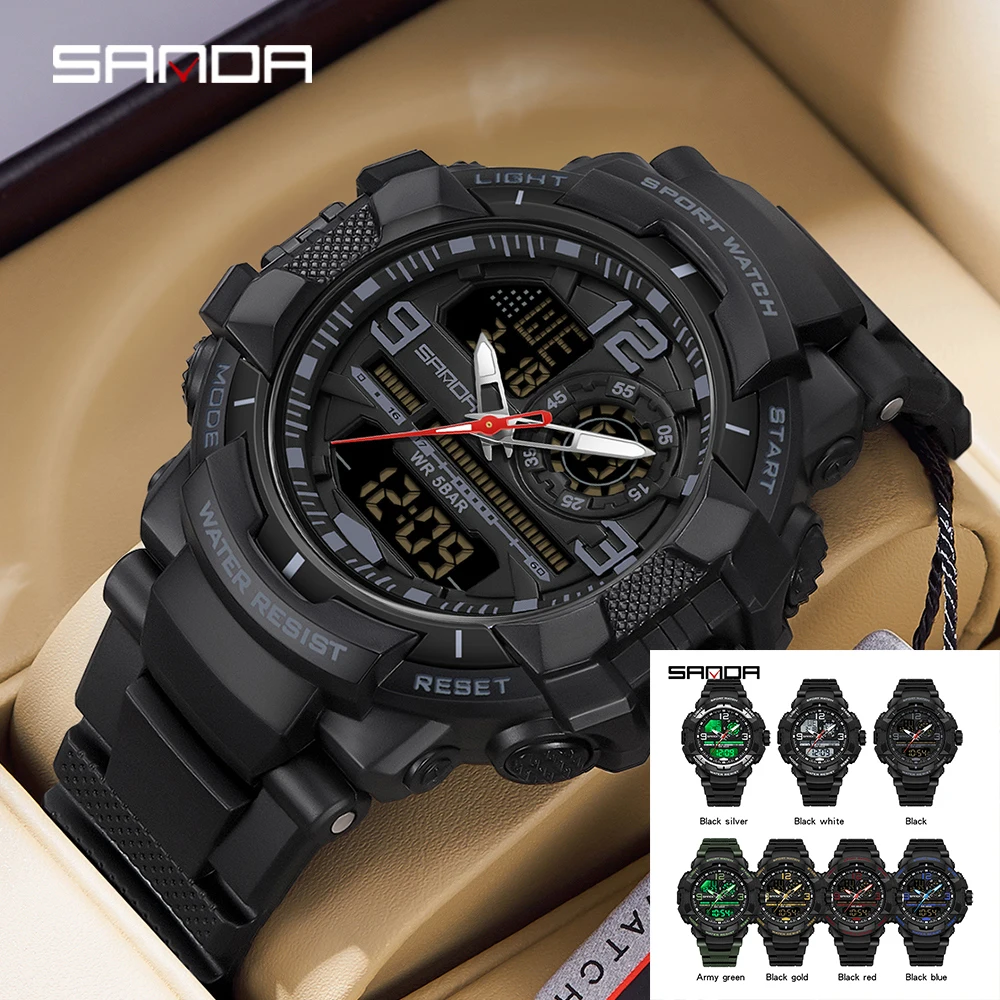 Sanda 6130 Led Digital Men Military Army Sport Quartz Watch Top Brand ...