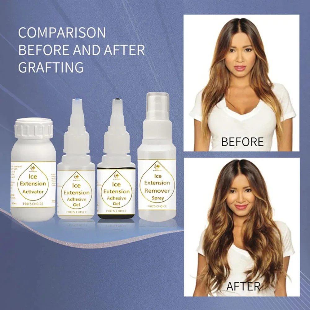 Ice-Hair-Extension-Glue-Gel-Kit-for-Cold-Bonding-Hair-Extension-Four ...