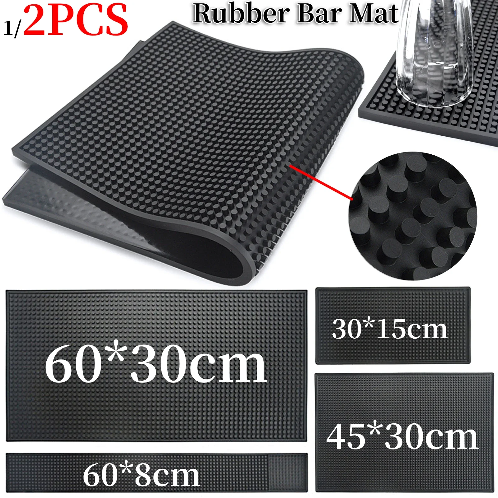 Bar Mat Rubber Coffee Bar Mats Anti-slip PVC Cup Mat Waterproof Heat ...