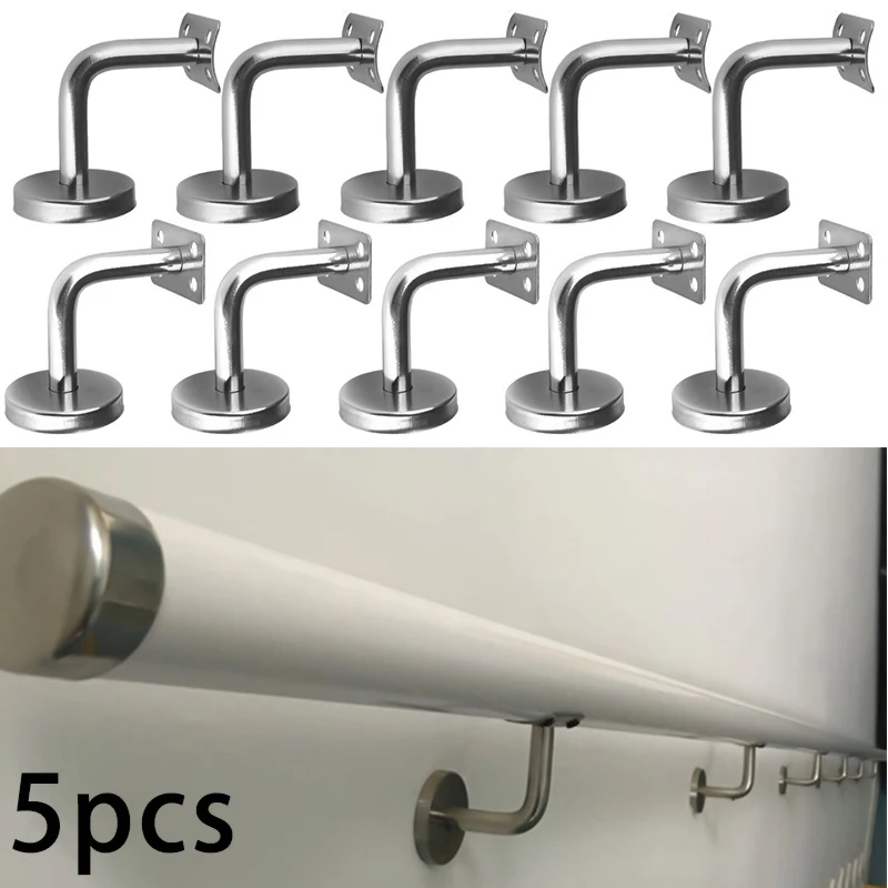 5 Pcs Solid Stainless Steel Wall Brackets Mounting Stair Handrail ...