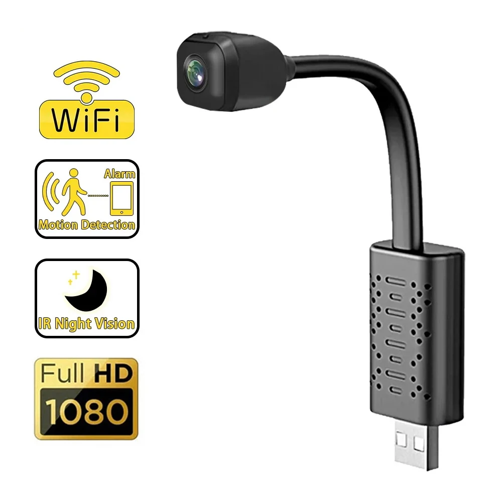 HD 1080P Mini Camera Night Vision Wifi Camera USB AP Hotspot 120° Ultra ...