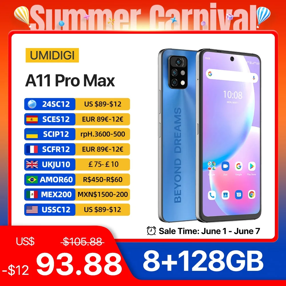 In-Stock-UMIDIGI-A11-Pro-Max-Global-Version-Android-Smartphone-6-8-FHD ...