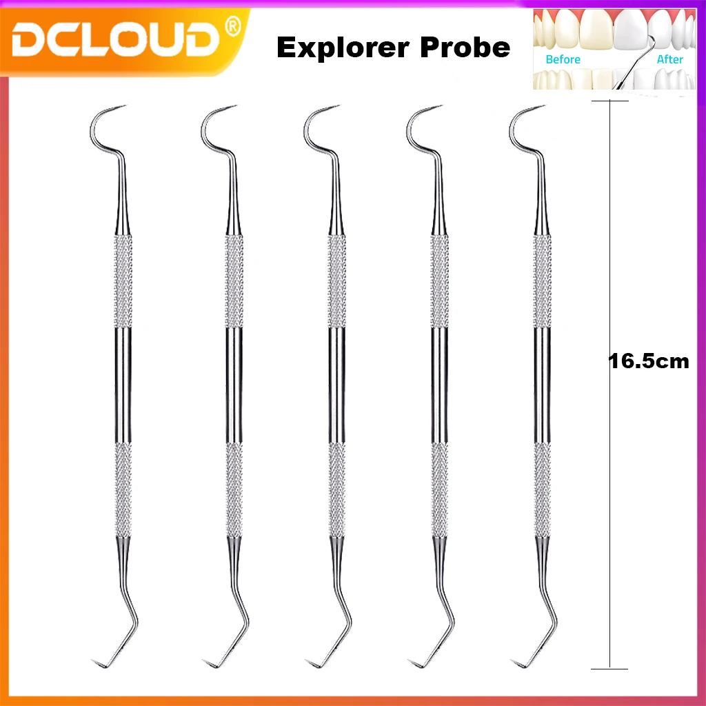 1-5Pcs-Double-Ends-Dentist-Teeth-Clean-Hygiene-Explorer-Probe-Pick-Hook ...