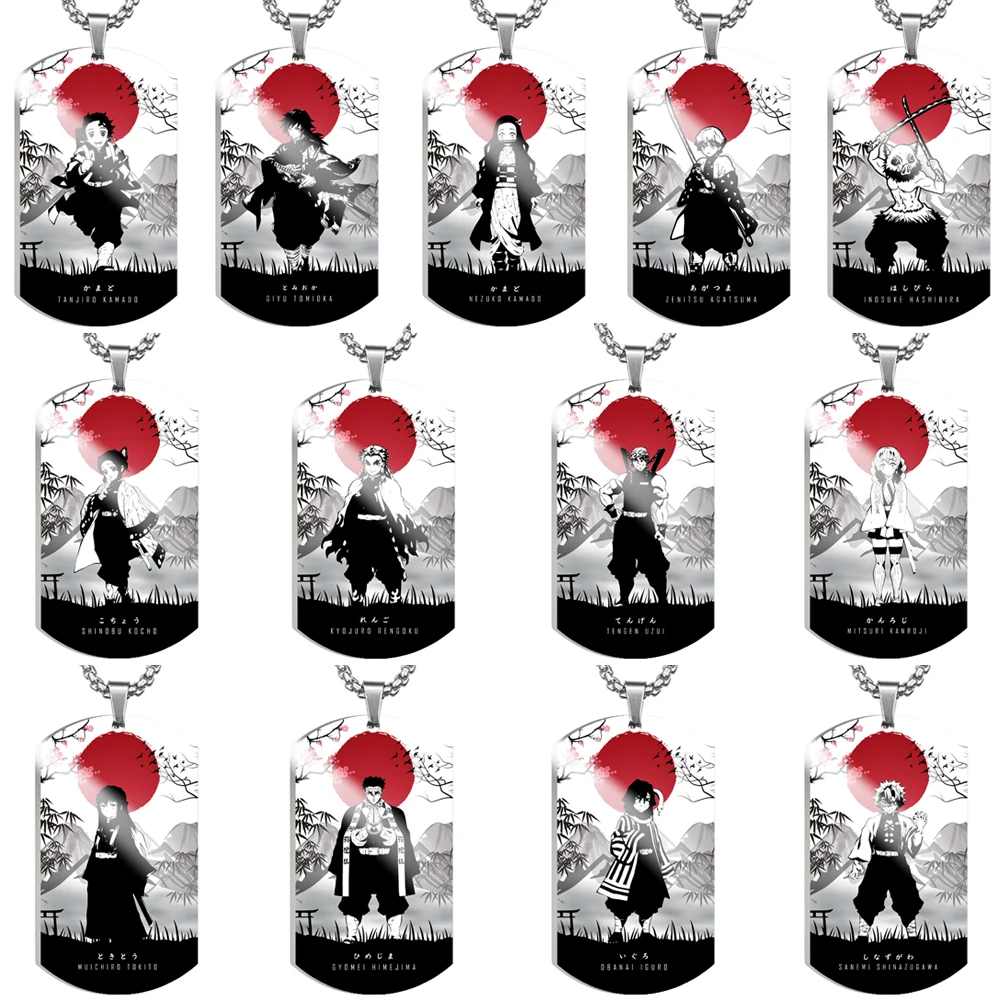 Anime-Demon-Slayer-Tanjirou-Nezuko-Cosplay-Stainless-Steel-Necklace-For ...