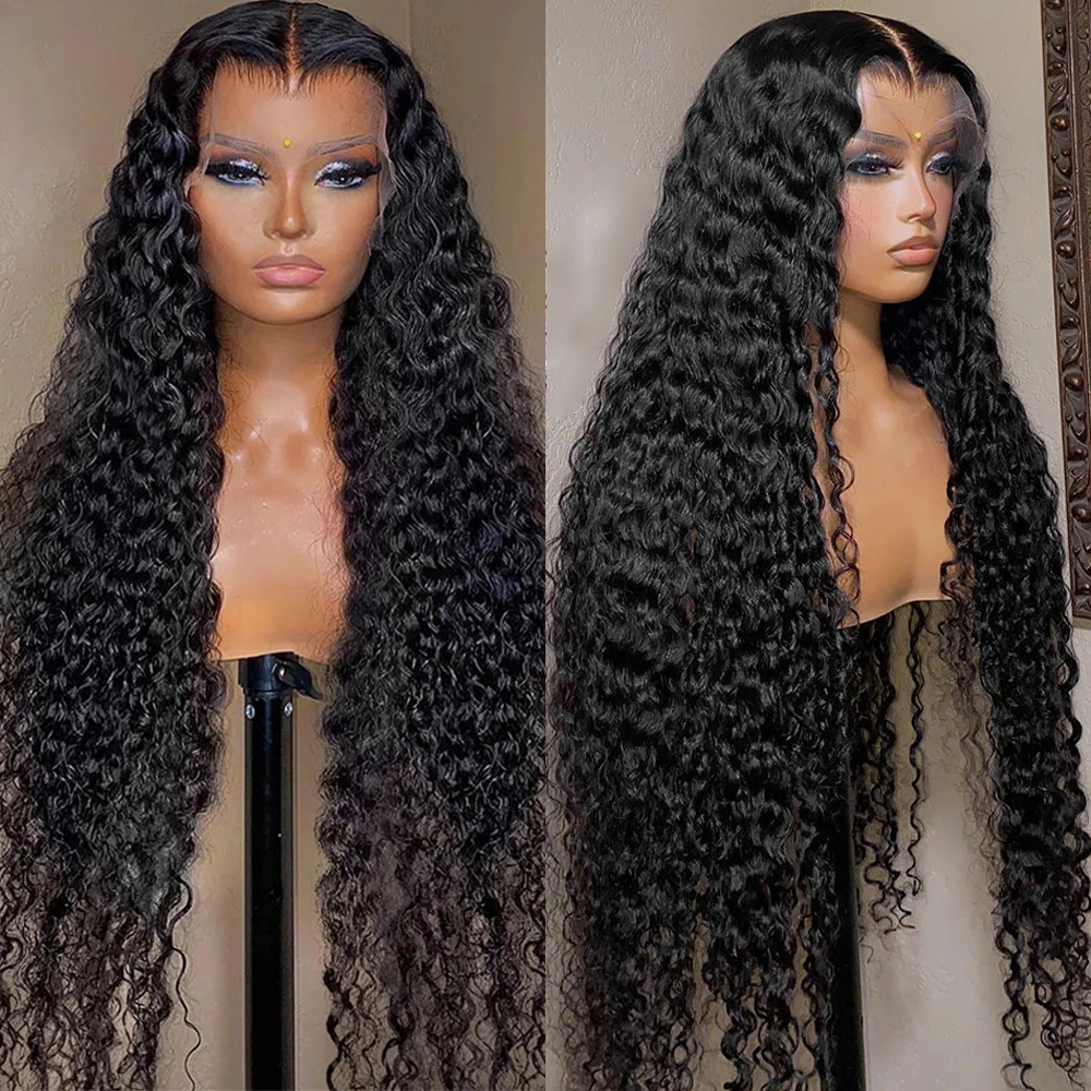 40 Inch Curly Lace Front Human Hair Wigs For Black Women Pre Plucked ...