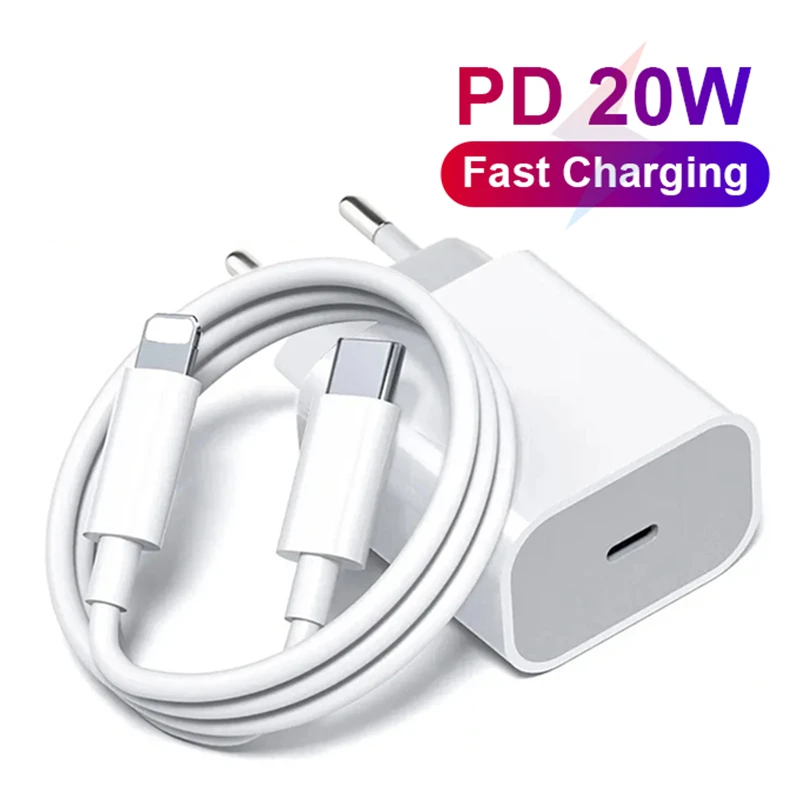 Cable de carga rápida PD para iPhone, cargador de pared de 20W, USB C, para modelos 14 Plus, 13 ...