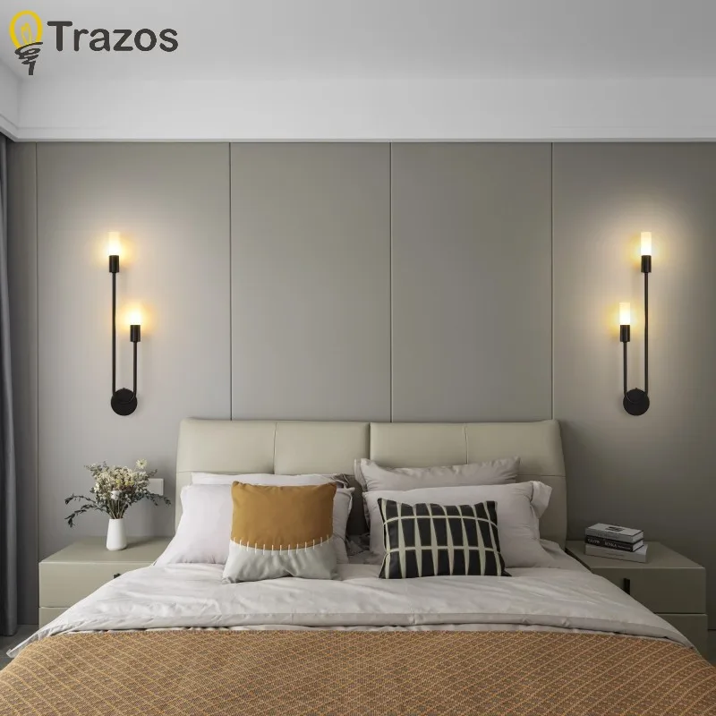 Modern Simple LED Wall Lamp Gold Black Nordic Long Wall Lamp Living ...