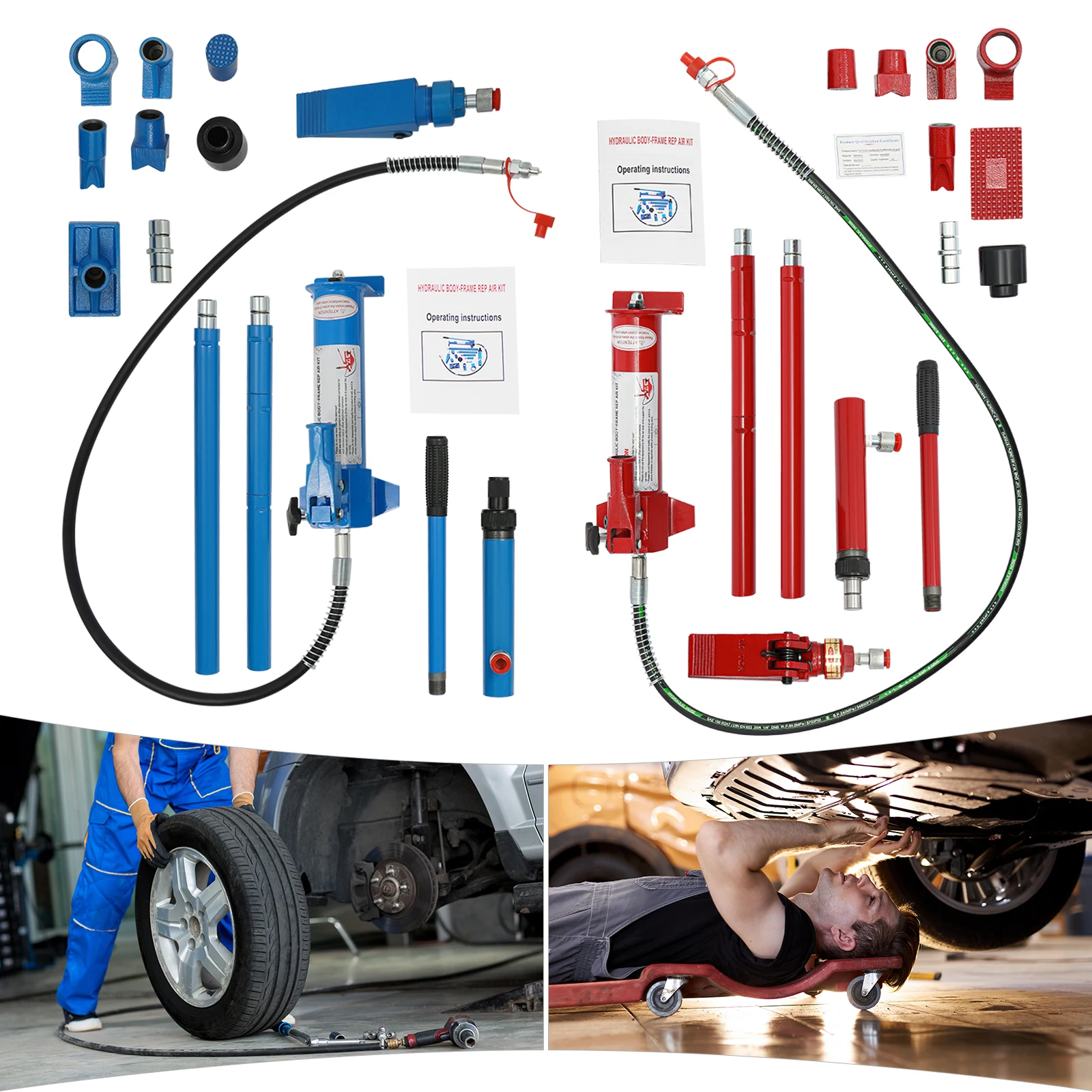 4T-Hydraulic-Jack-Kit-Hydraulic-Split-Jack-Body-Frame-Repair-Tool-for ...