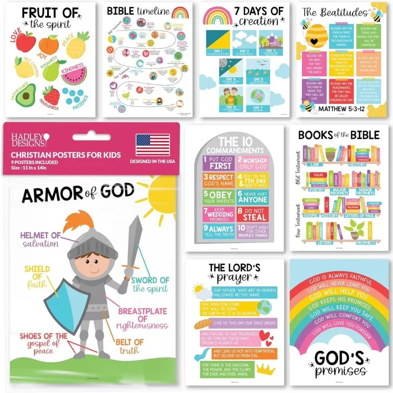 Christian Posters For Kids, Classroom Bible Painted Decorative Posters ...