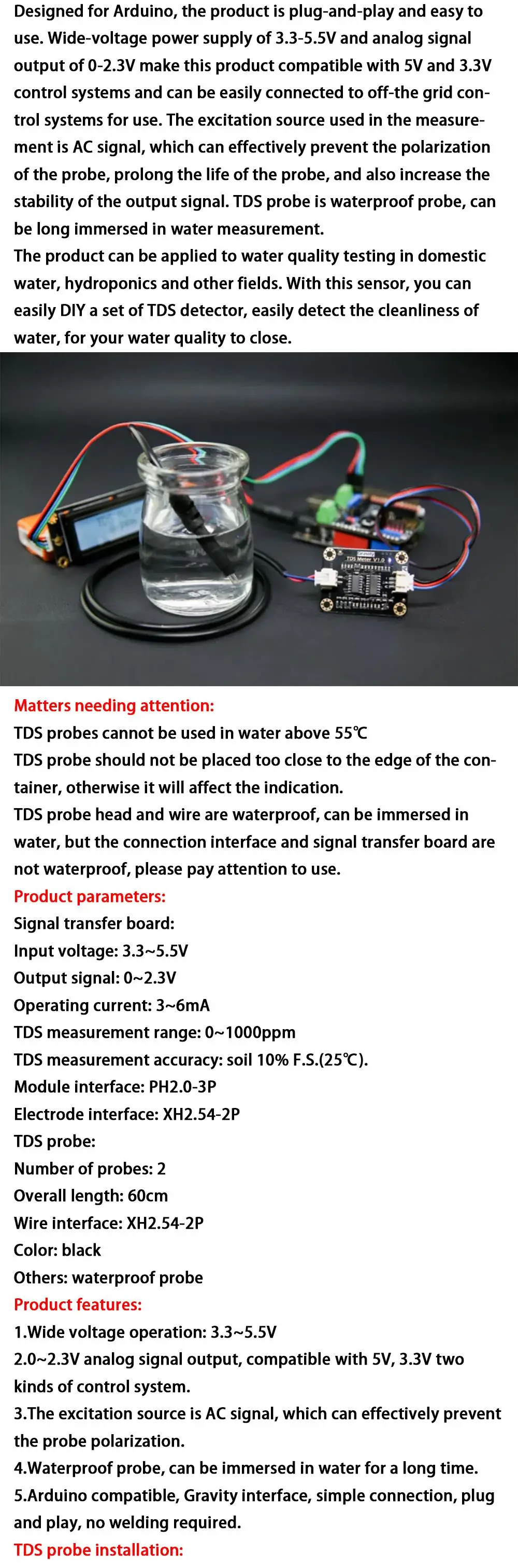 Módulo Medidor Sensor Tds Para Arduino Uno R3 Filtro De Água Medindo A ...
