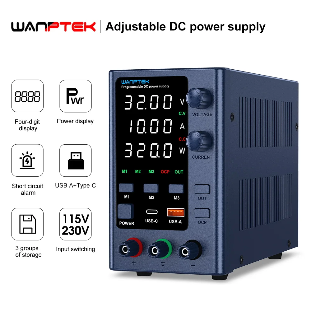 Wanptek-Power-Supply-Lab-Encoder-adjustment-Memory-Adjustable-DC-Power-Supply-30V-10A-Bench ...
