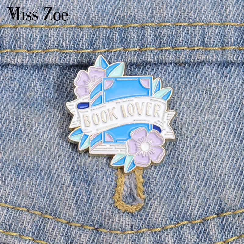 Bookworm-Enamel-Pins-Custom-Floral-Book-Lover-Brooches-Lapel-Badges-I ...