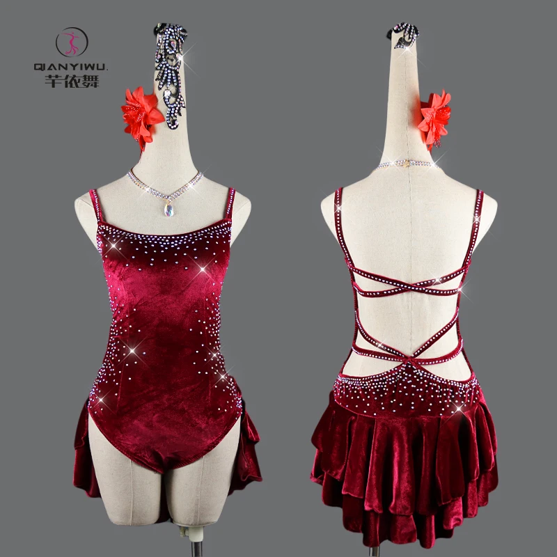 2023-New-Red-Latin-Dance-Competition-Costume-Salsa-Cha-Cha-Sexy ...