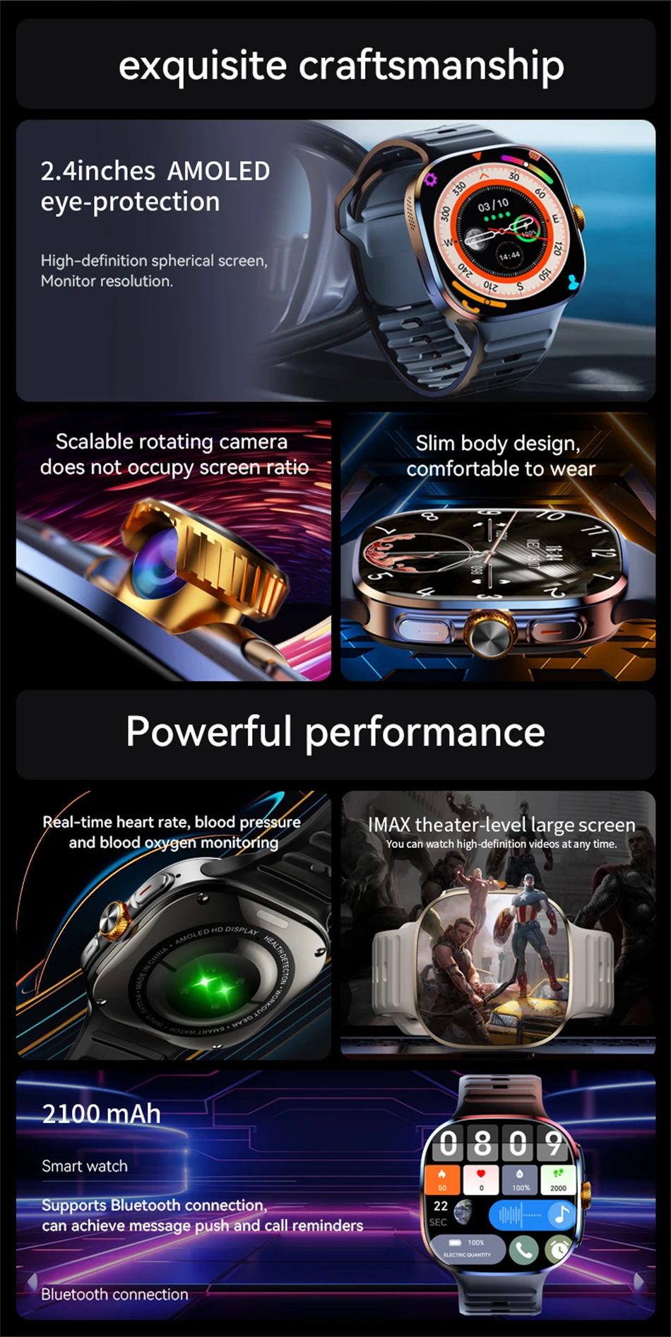 5G/4G Full Network Smart Watch WIFI GPS 2.40 inch AMOLED Screen 8GB ...