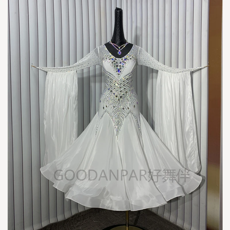 White Waltz Ballroom Dance Dress Women Competition Dance Gown Ballroom ...