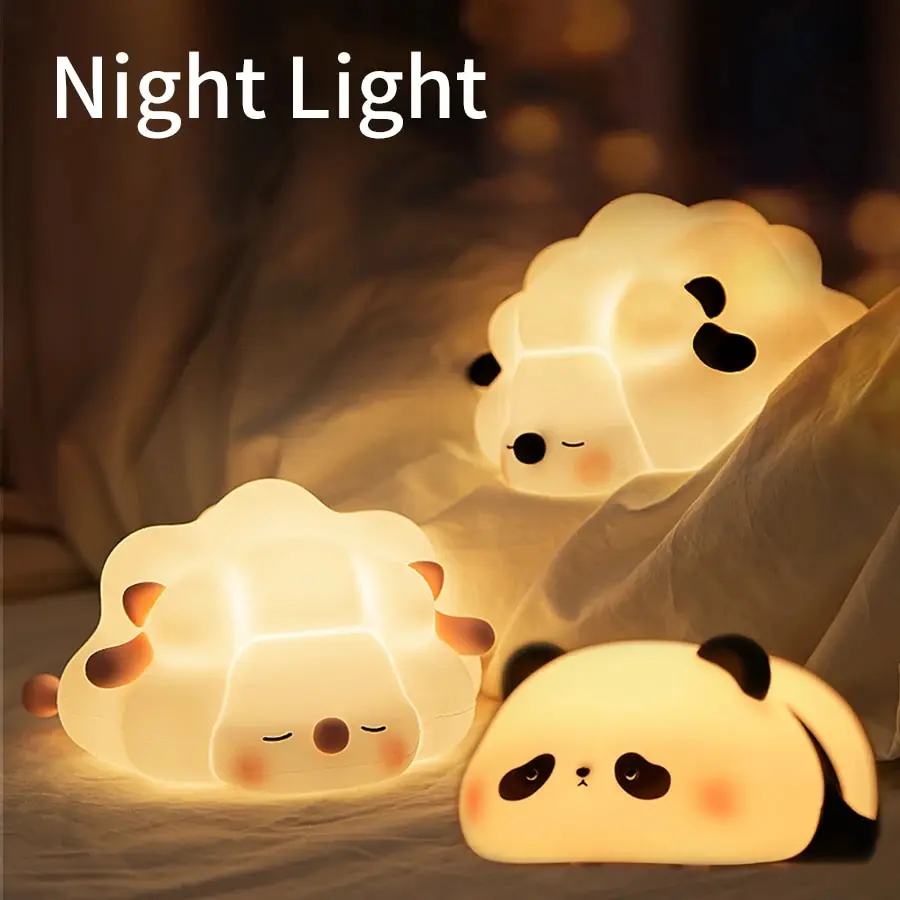 Cute-LED-Night-Light-Panda-Sheep-Pat-Silicone-Lamp-Children-Nightlights ...