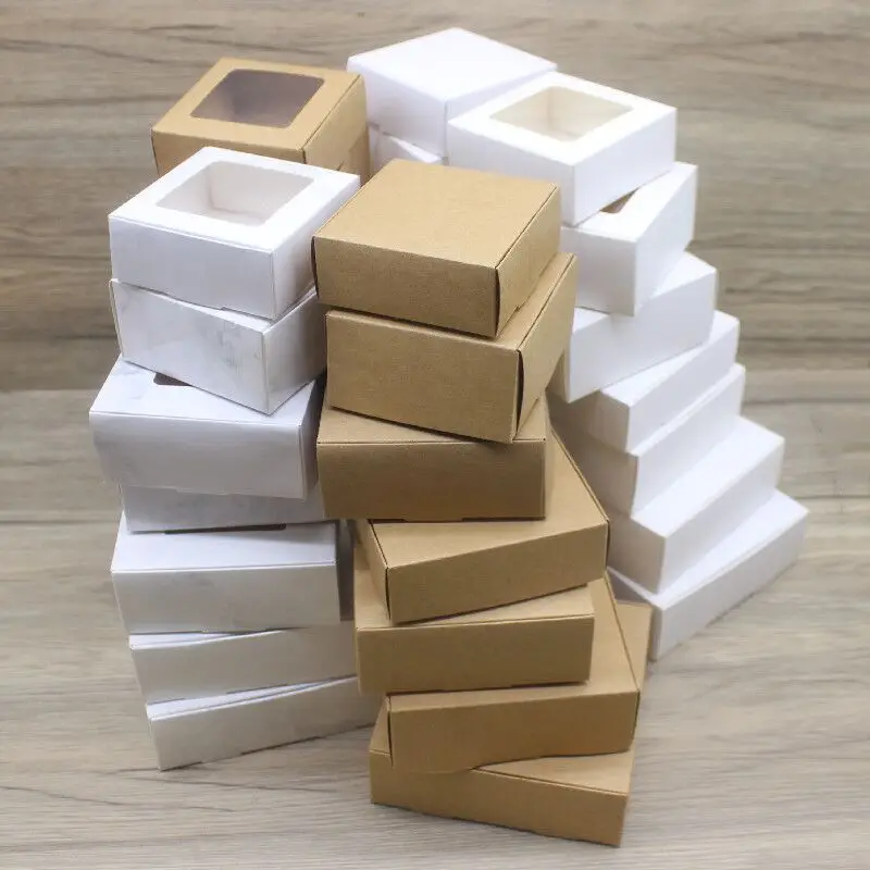 10pcs-various-gift-packaging-white-kraft-paper-window-box-paper-marble ...