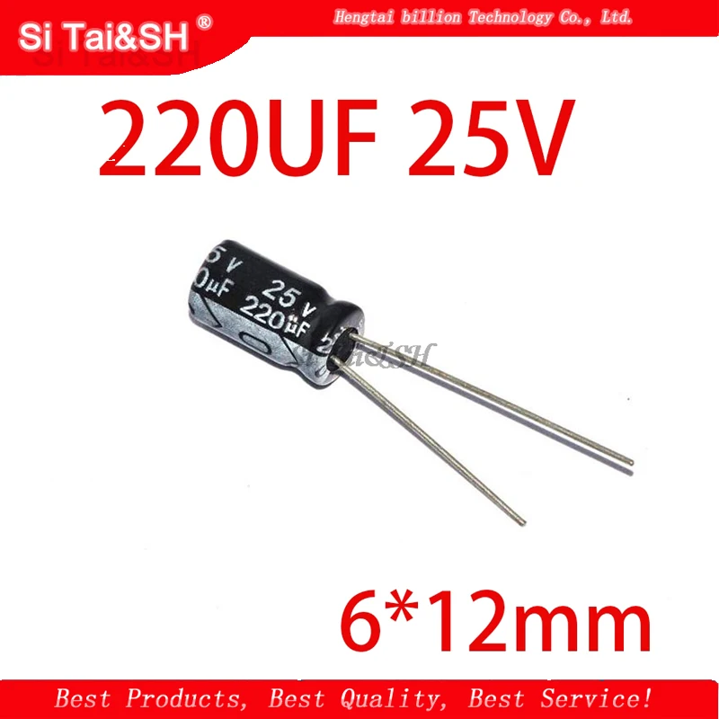 50PCS Higt quality 25V220UF 6*12mm 220UF 25V 6*12 Electrolytic ...
