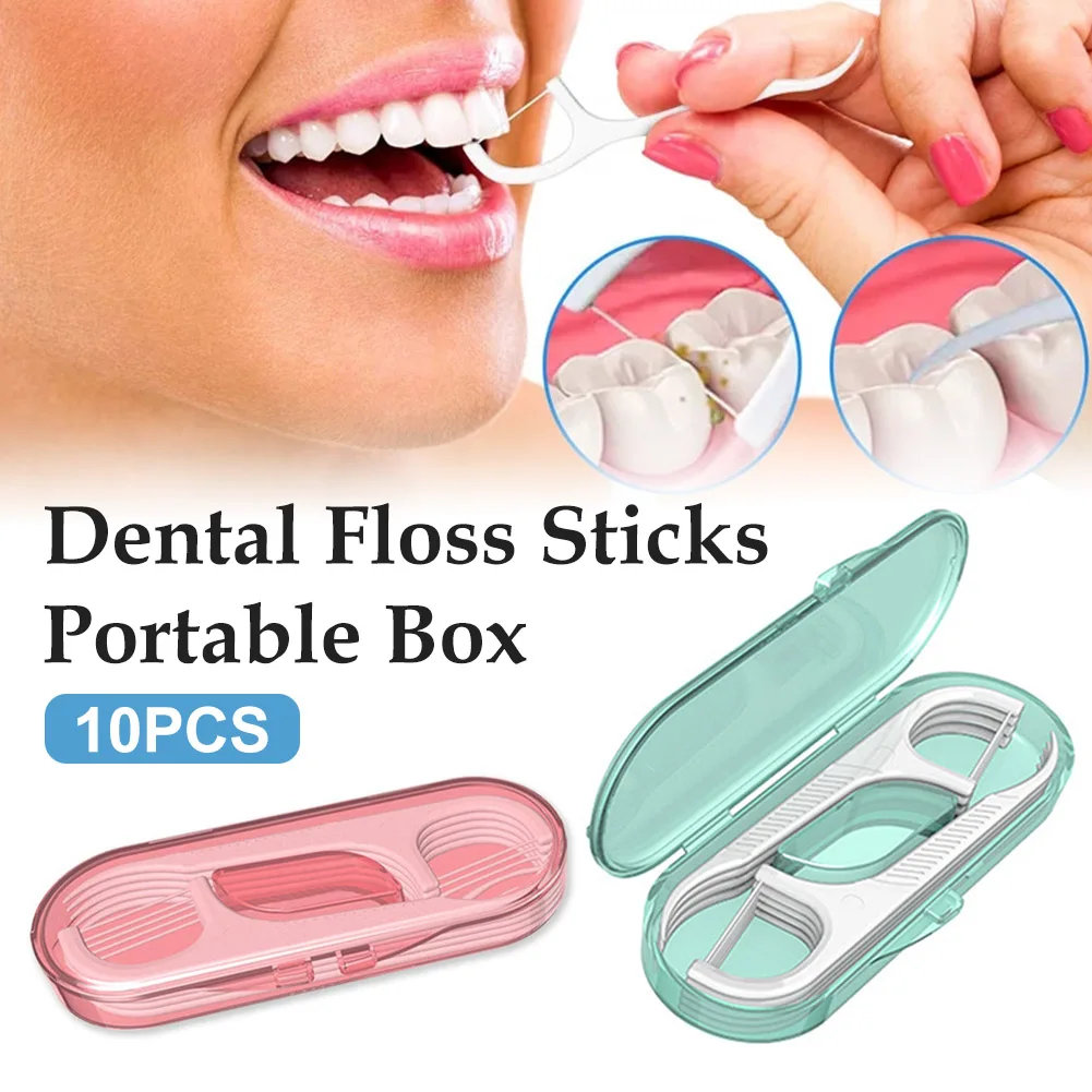 FIL DENTAIRE,Rose--Bâtonnets de fil dentaire en plastique, brosse à ...