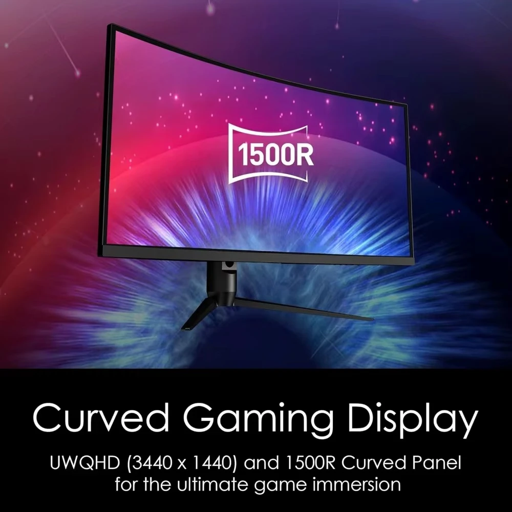 1500R Curvature 21:9 Aspect Ratio Narrow Bezel 1ms 3440x1440 Gaming ...