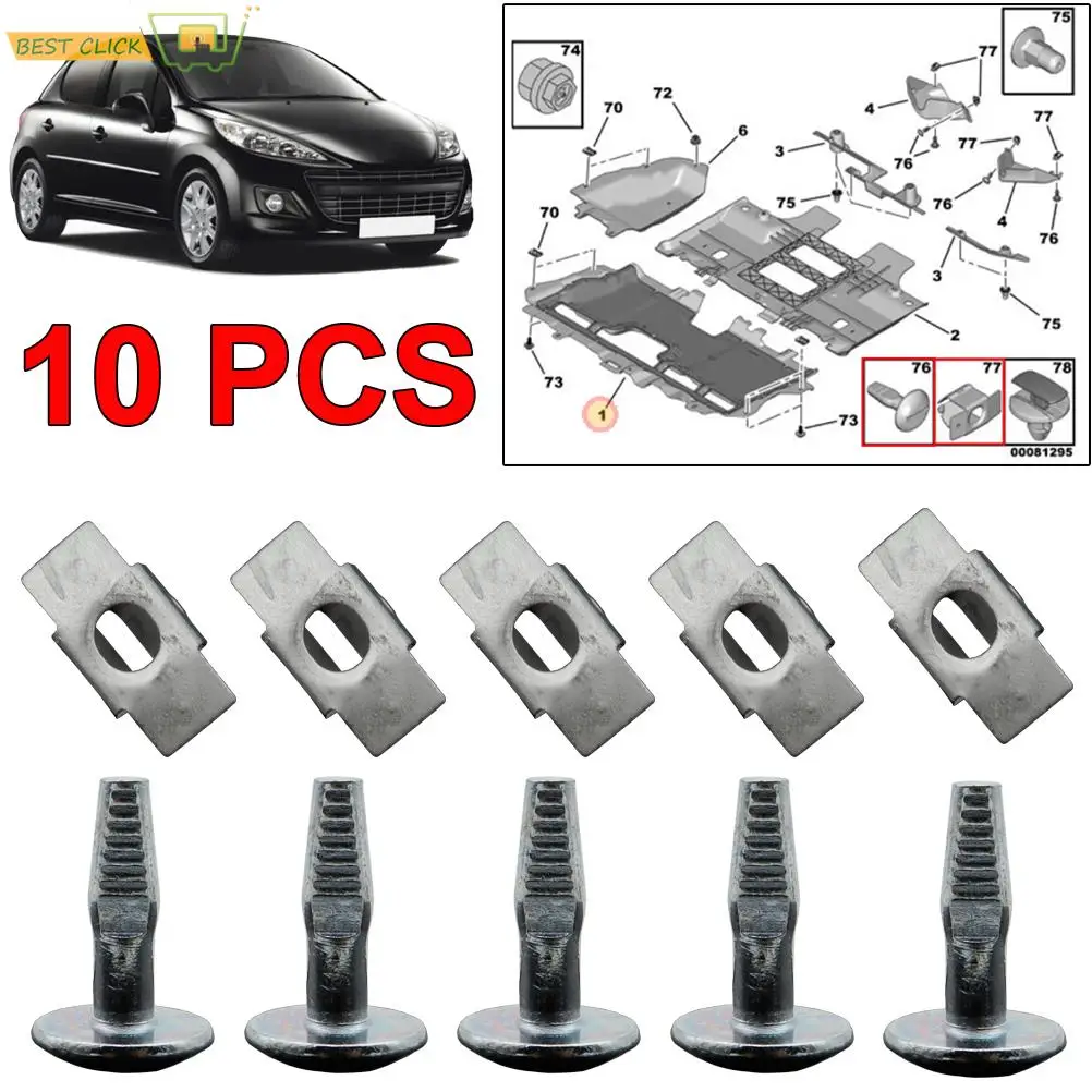 10PCS-Car-Engine-Undertray-Cover-Clips-Bottom-Shield-Guard-Metal-Screws ...