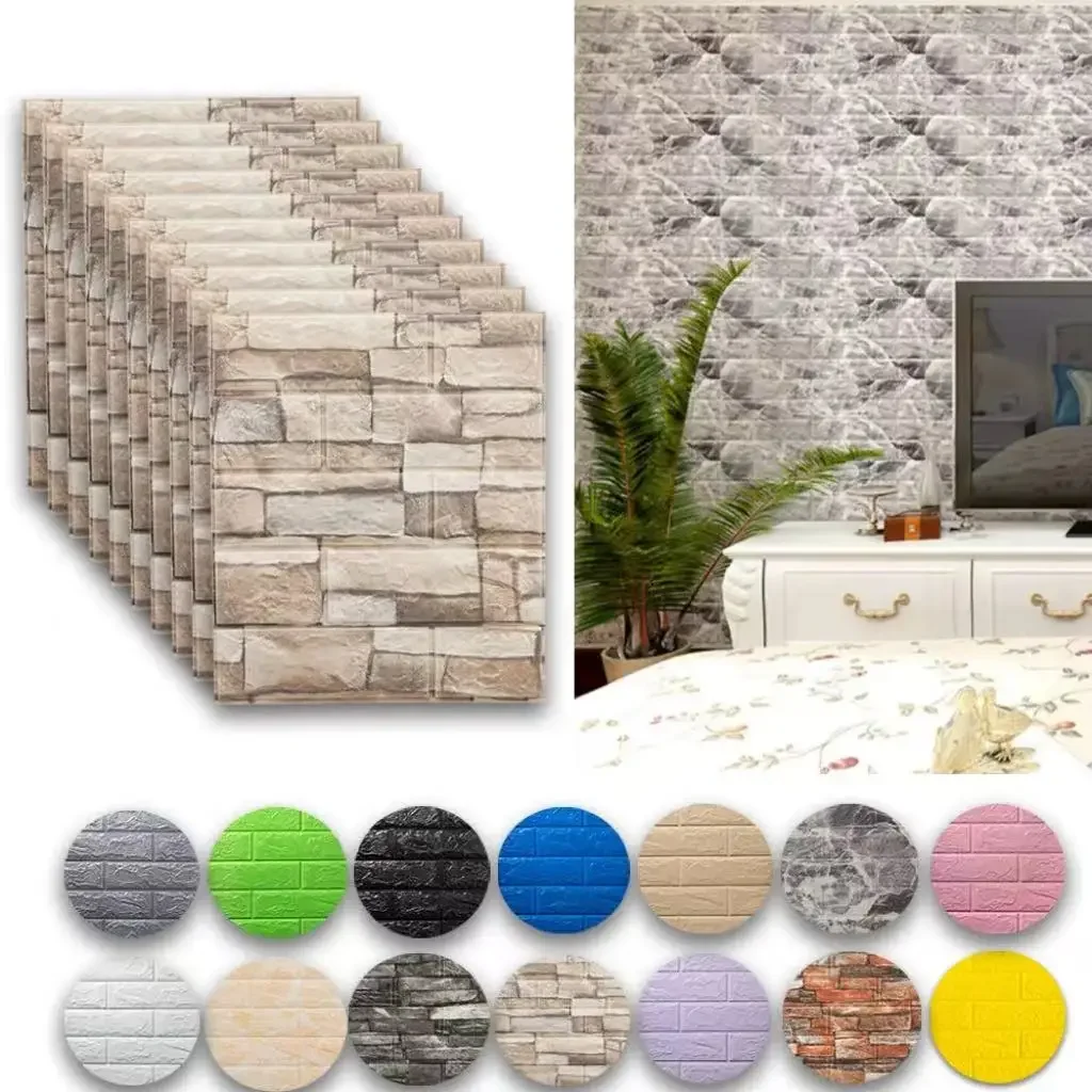 10PCS-Self-Adhesive-3D-Foam-Wall-Stickers-Pane-Room-Decor-Waterproof ...
