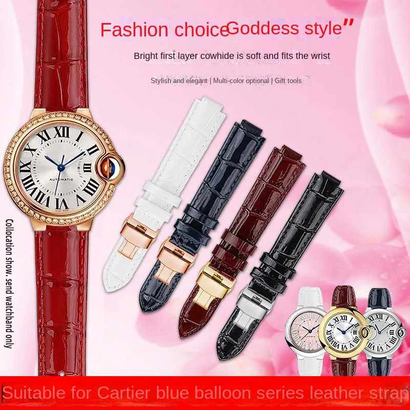 Bright-Genuine-Leather-watchband-for-Cartier-Blue-Balloon-men-female ...
