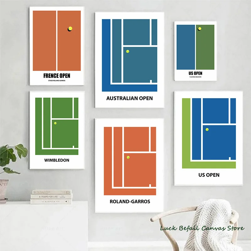 P-steres-de-Grand-Slam-de-tenis-minimalistas-arte-de-pared-de-bola ...