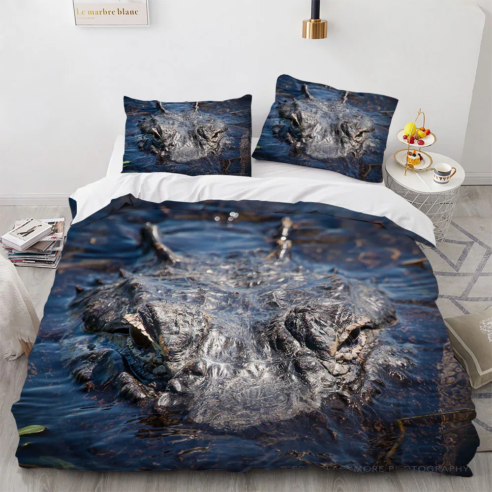 Crocodile Duvet Cover Set Wild Alligator Pattern Bedding Set Wildlife ...