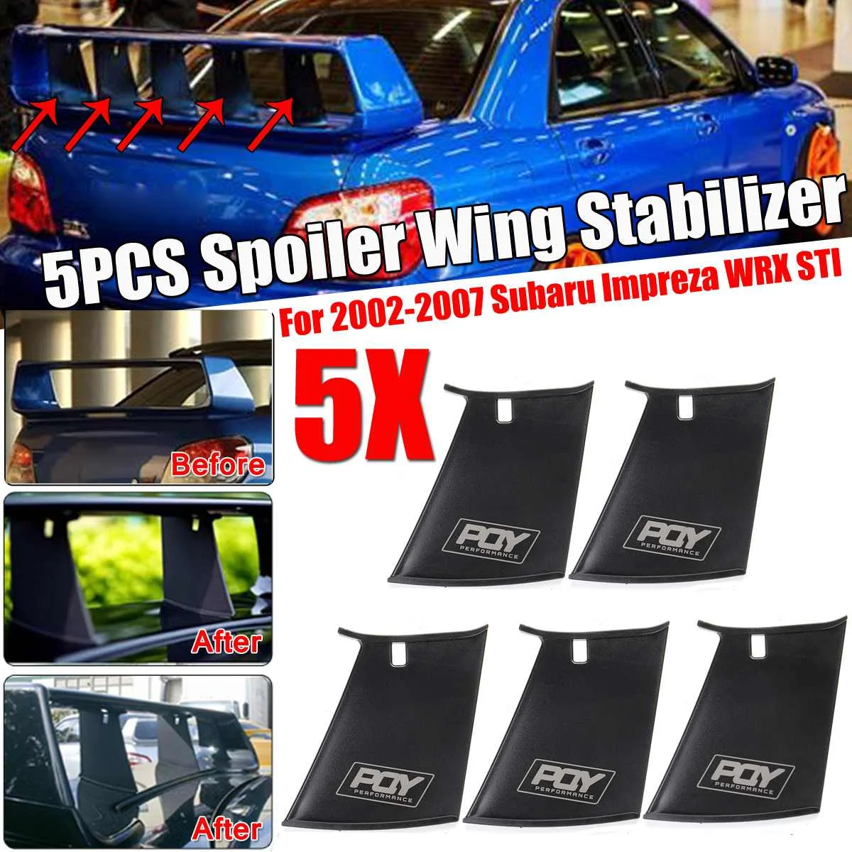 1/3/5x Car Rear Spoiler Wing Stabilizer Bumper Stand Stiffi Wing ...