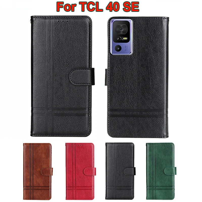 Wallet-Cover-For-TCL-40-SE-Case-Original-Magnetic-Flip-Leather-Phone ...