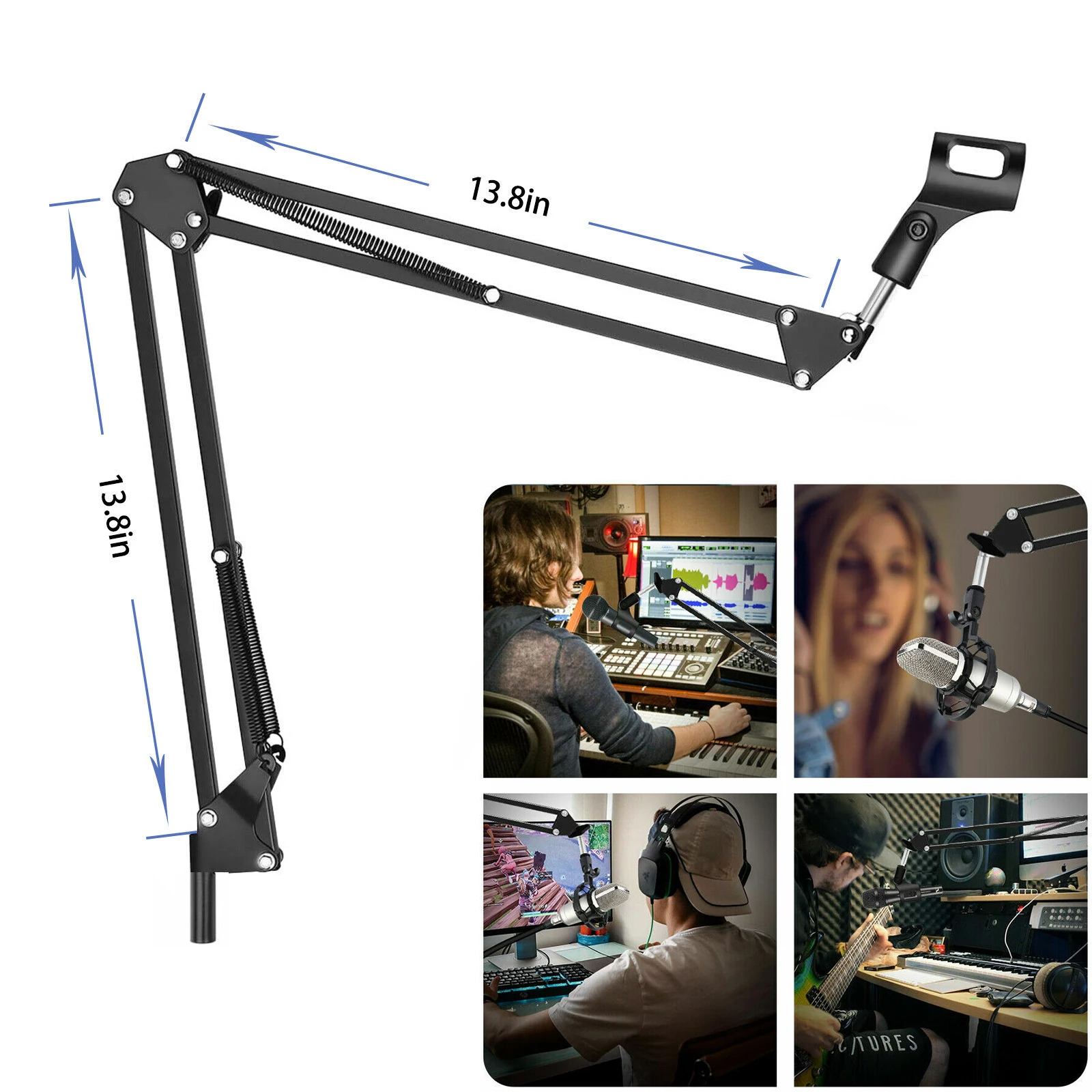Microphone-Scissor-Arm-Stand-Desktop-Mic-Clip-Holder-Tripod-Live ...