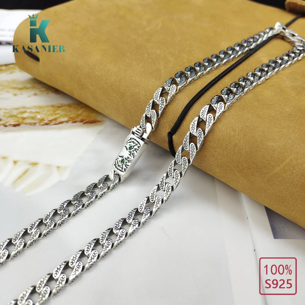 KASANIER-S925-Sterling-Silver-7MM-Miami-Tiger-Pattern-Chain-Necklace ...