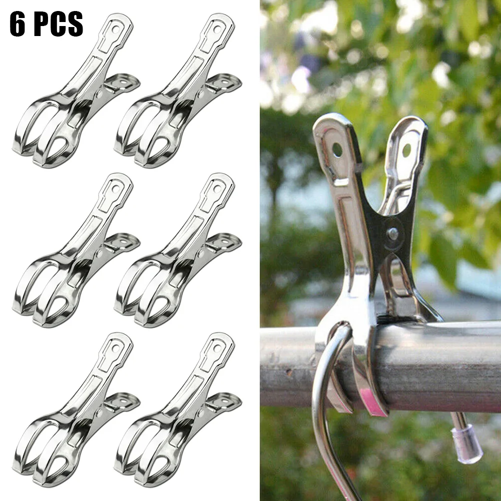 6Pcs-Cloth-Clip-9CM-Stainless-Steel-Heavy-Duty-Large-Beach-Towel-Clips ...