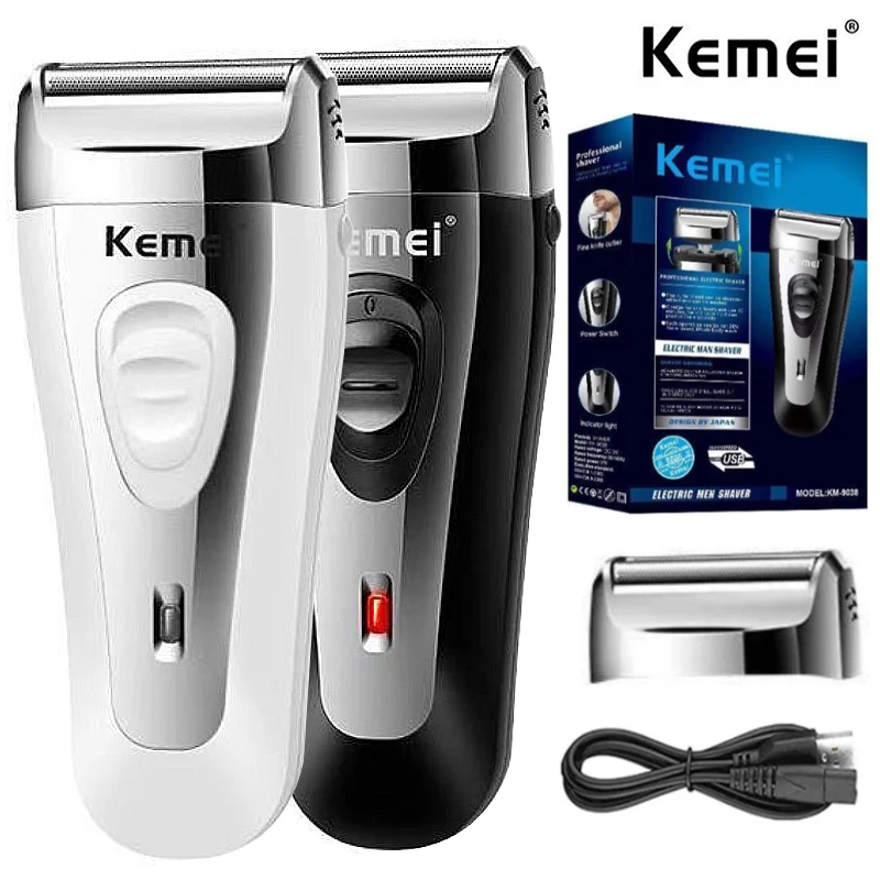 Kemei afeitadora recargable potente para hombres, Afeitadora eléctrica de lámina, afeitado de ...