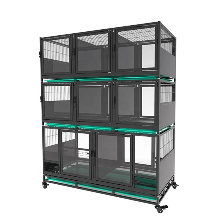 Pet-Store-Tempered-Glass-Metal-Cage-Modular-Cage-for-Dog-kennel ...