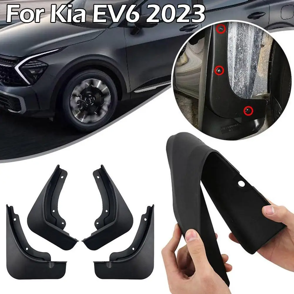4Pcs Car Black Mud Flaps Mudguard Fender Cover Trim For Kia EV6 2023 ...