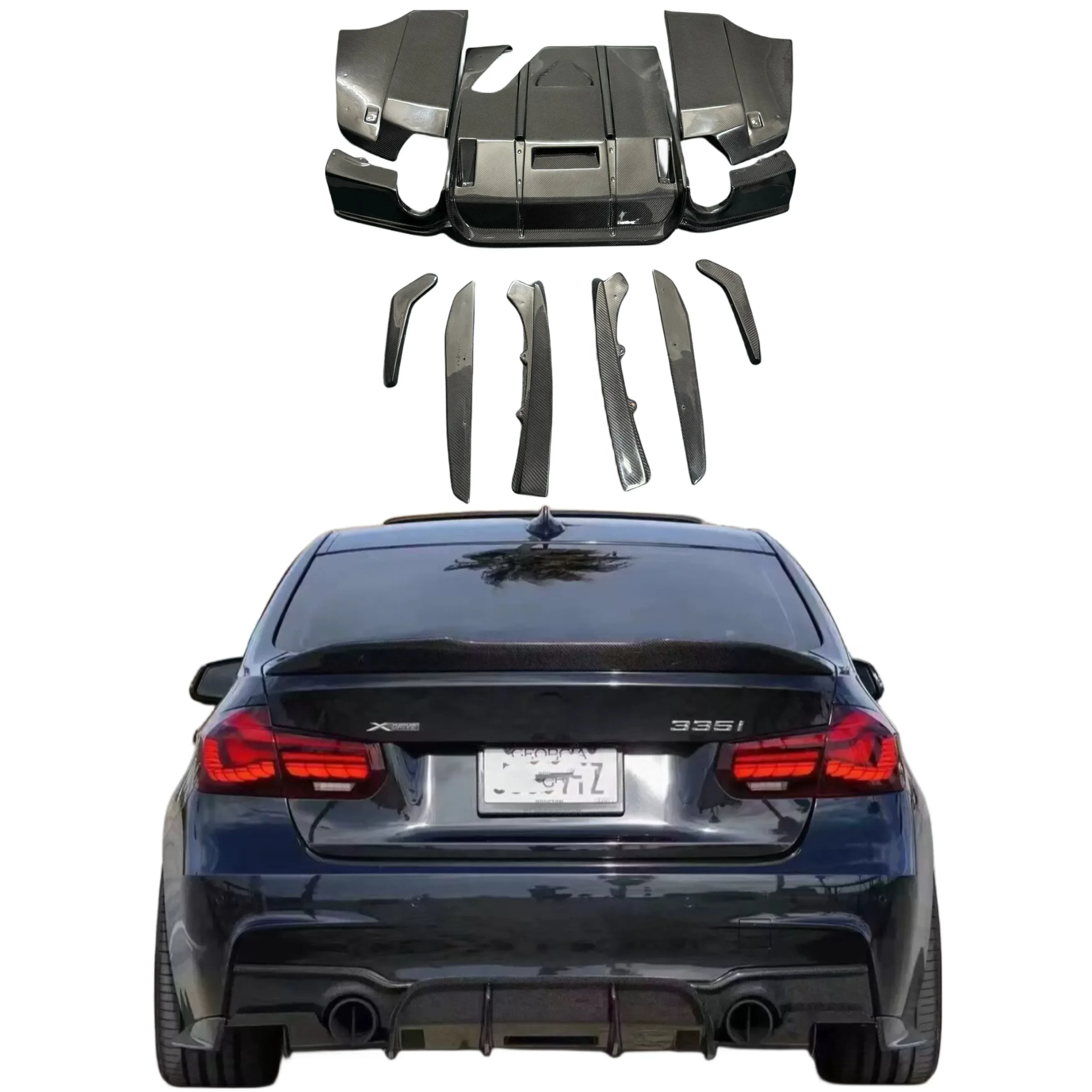 Auto-Body-Parts-Carbon-Fiber-Rear-Lip-Diffuser-For-BMW-3-Series-F30-F35 ...
