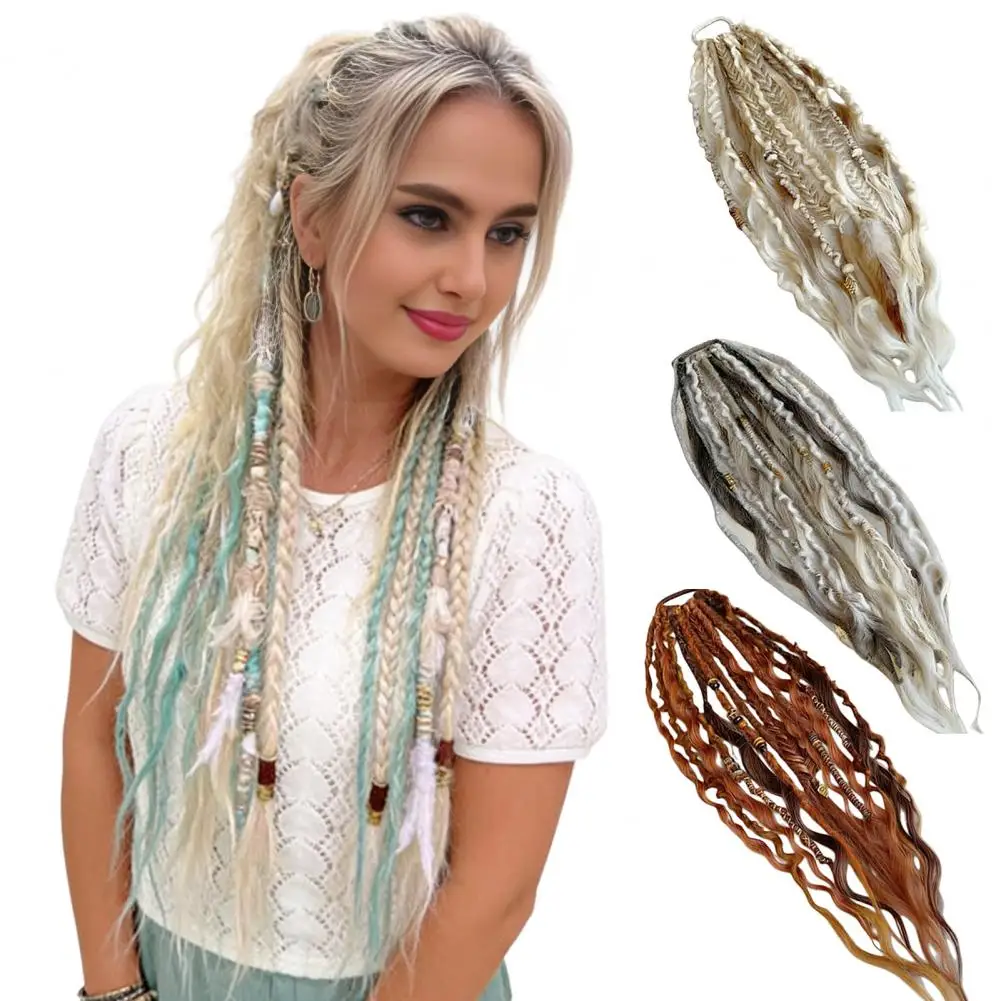 Beaded Ponytail Extension Boho Braided Ponytail Extension with Hair Tie ...