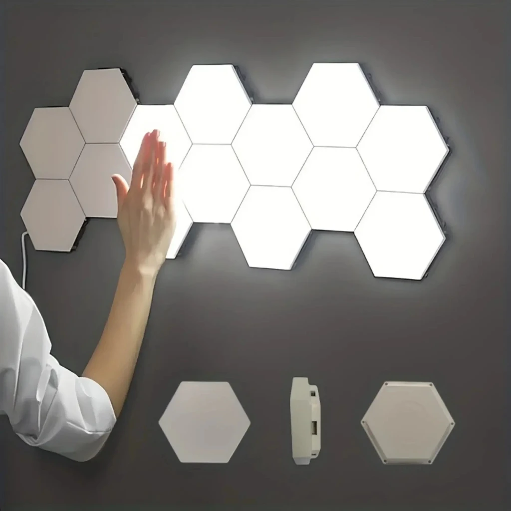 1pcs Hexagonal Touch LED Wall Light - Neutral White Night Light with ...