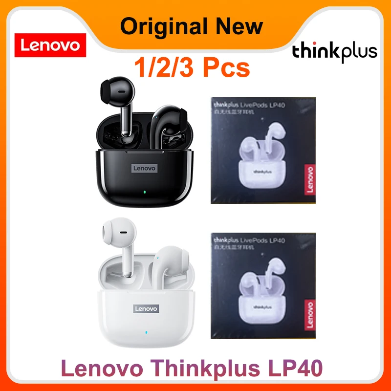 Original-Lenovo-Thinkplus-LivePods-LP40-Black-White-TWS-Fone-Bluetooth-Earphones-Wireless ...