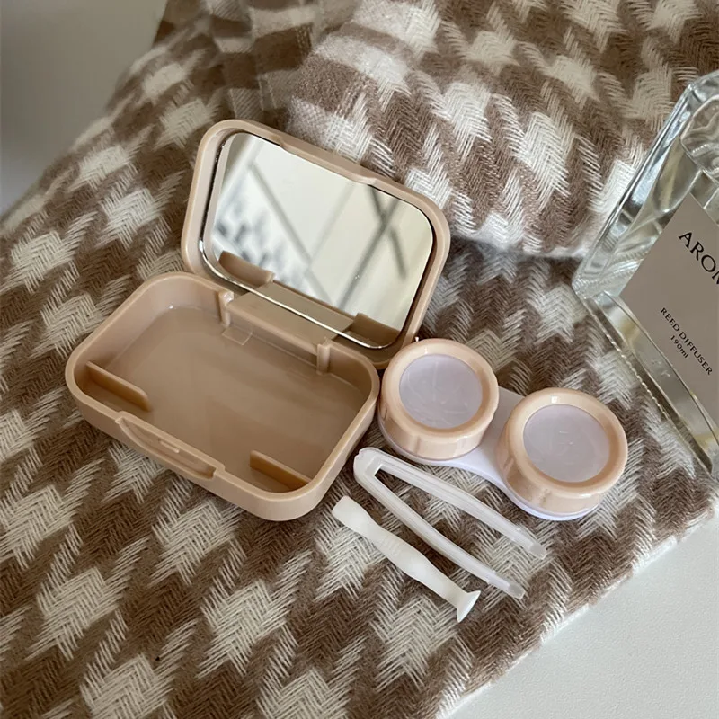 Contact-Lens-Care-Companion-Case-with-Mirror-Cute-Solid-Color-Portable ...