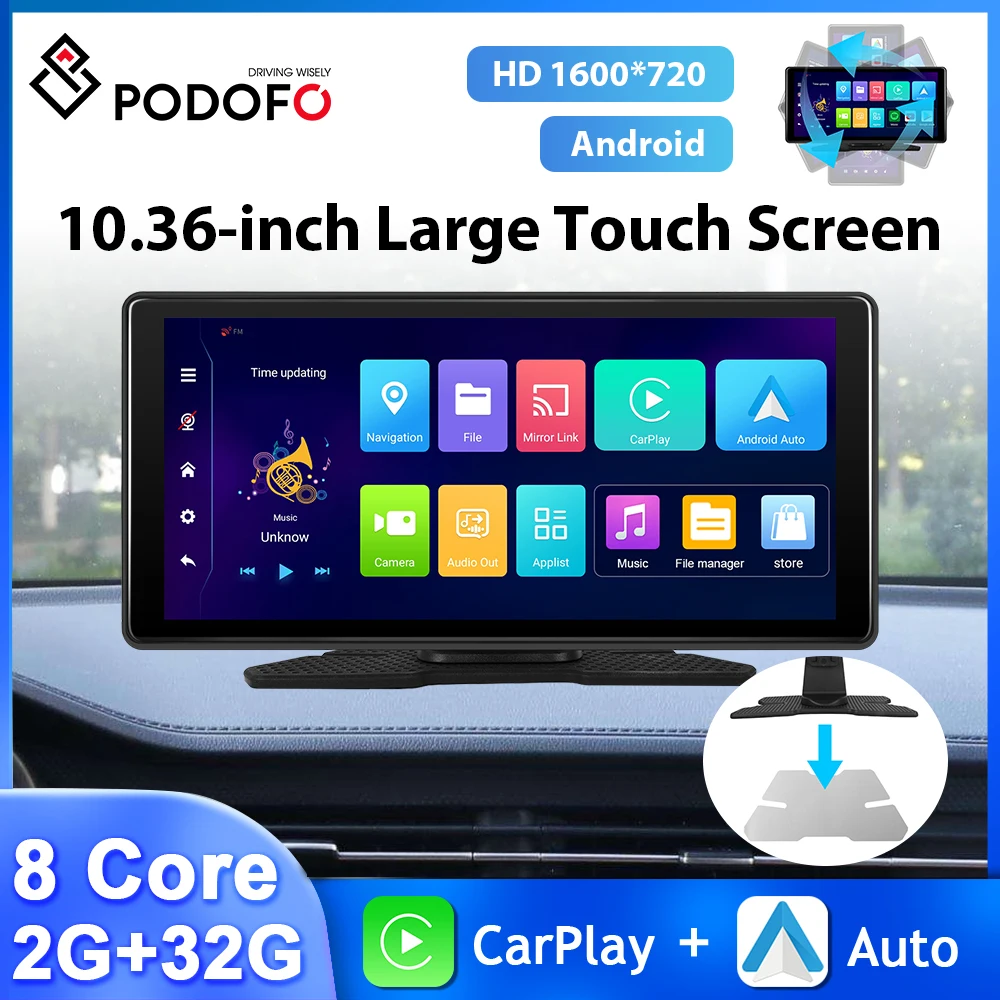 Podofo-10-36-Android-Car-Monitor-Dashboard-2-32G-WIFI-Dash-Cam-Wireless ...