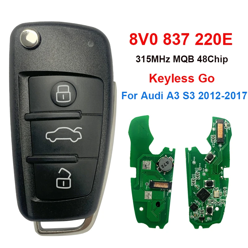 Chave-remota-do-carro-para-Audi-3-Button-Flip-Key-para-Audi-A3-S3-2012 ...