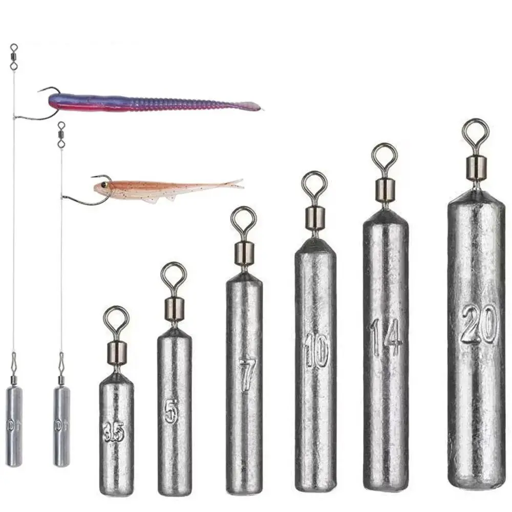 10pcs-set-Cylindrical-Shape-Fishing-Baits-Sinker-with-Connector-Hook ...